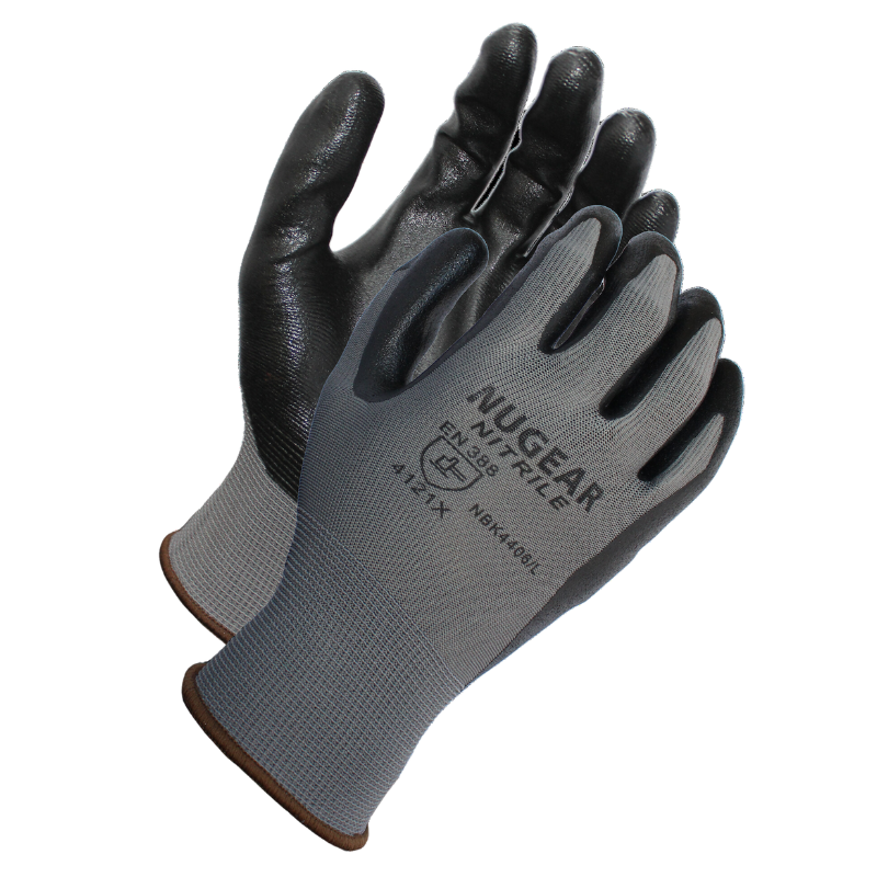 12 Pairs - Nugear Black Foam Nitrile Coated Grip Work Glove – 123SafetyGear