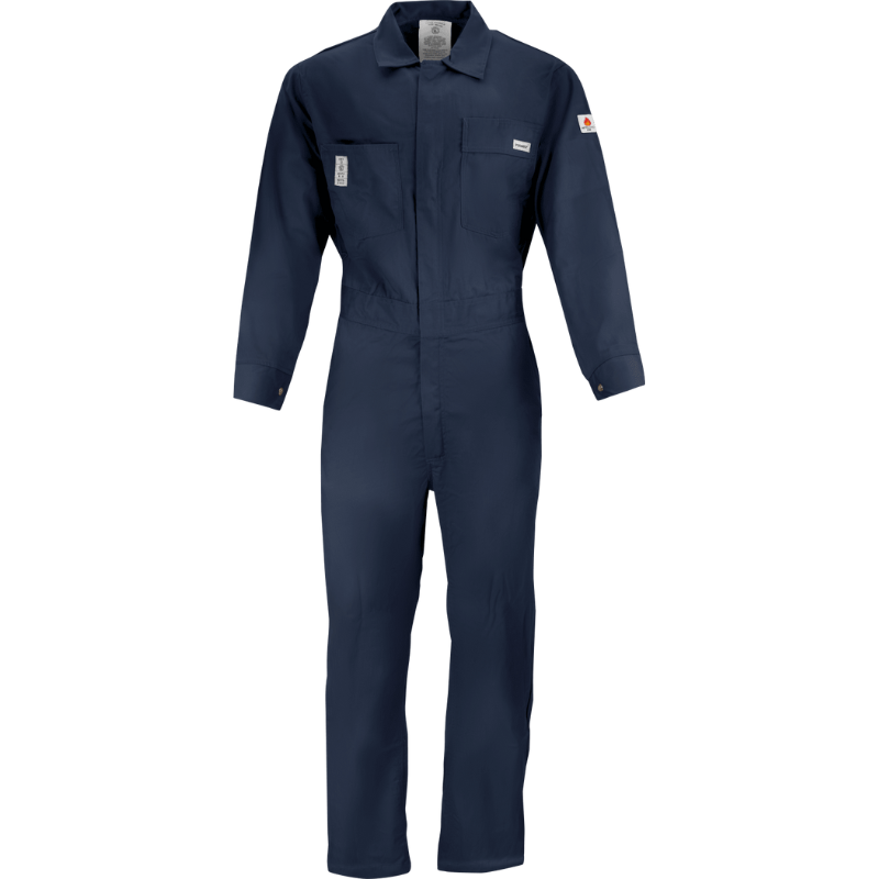 7 oz. Navy Blue FR Coverall with Elastic Waist and Sleeve Cuffs ...