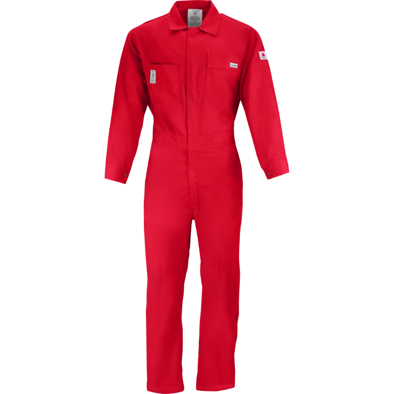 7 oz. Red FR Coverall with Elastic Waist and Sleeve Cuffs – 123SafetyGear
