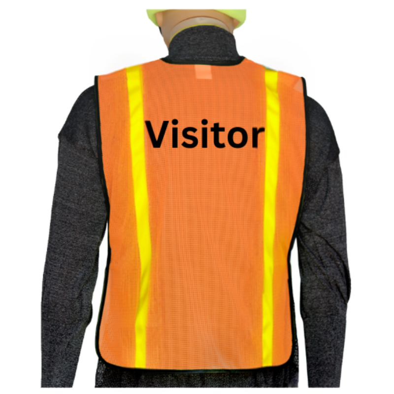 Visitor Hi-Vis Orange Mesh Safety Vest - One Size Fits All – 123SafetyGear
