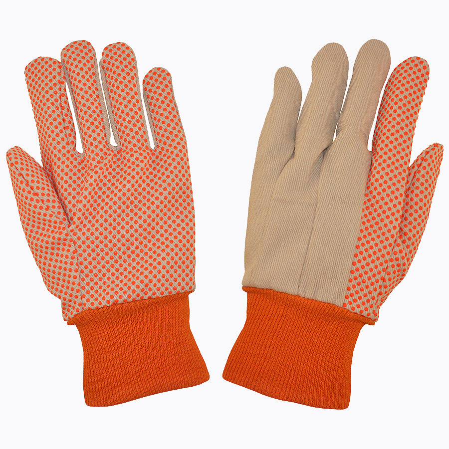 12 Pairs - Dotted Cotton Hi-Vis Orange Canvas – 123SafetyGear