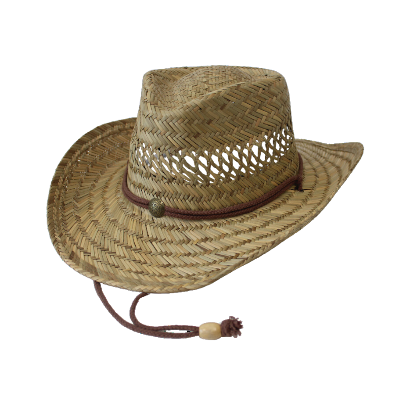Straw Cowboy Hat with Emblem and Chin String – 123SafetyGear